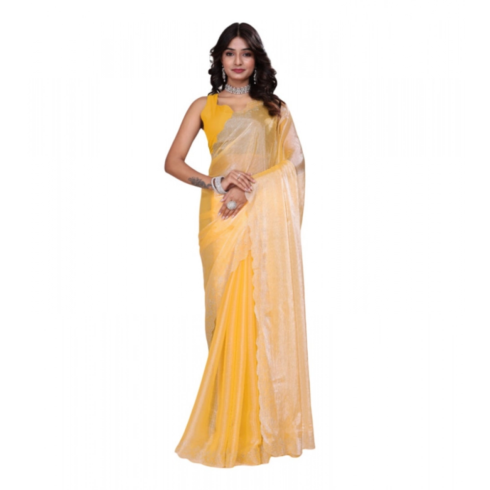 Women's Tissue Pure Silk Embellished Bollywood Saree With Unstitched ...
